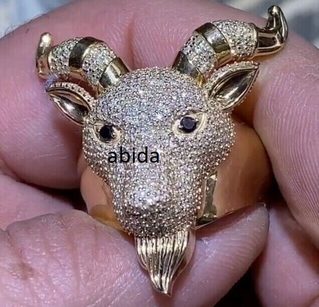 Fully Iced Out Goat Ring Diamond Goat Ring Goat Animal Ring Men Diamond ...