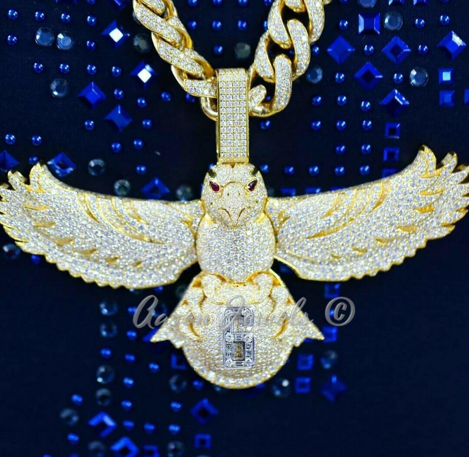 3.65 CT Diamond Eagle Pendant Eagle Bird Pendant Diamond Flying Pendant ...