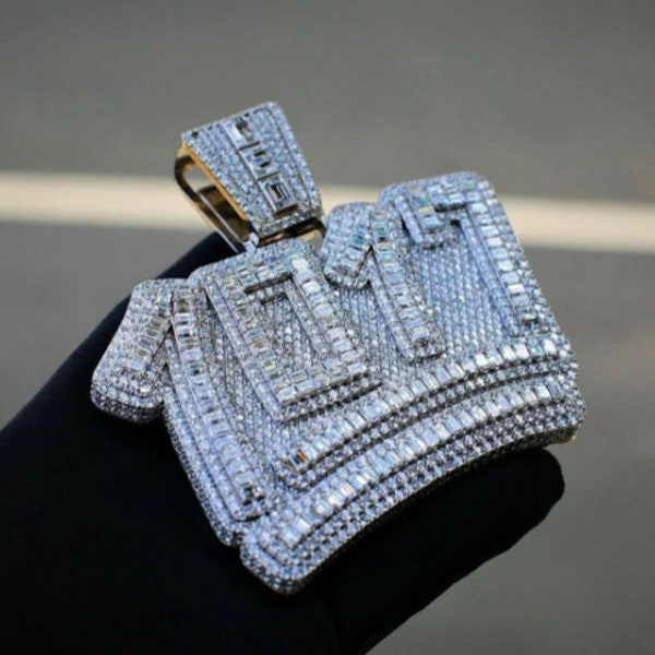 Iced Out Number Diamond Pendant - Etsy