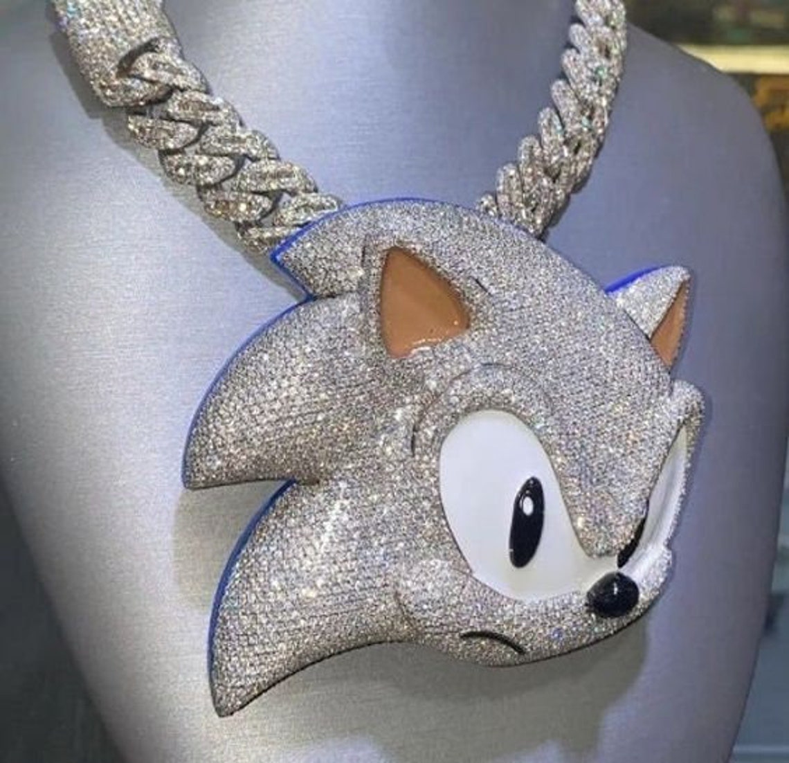 4.75 Ct Moissanite Sonic Cartoon Pendant Iced Out Moissanite Sonic ...