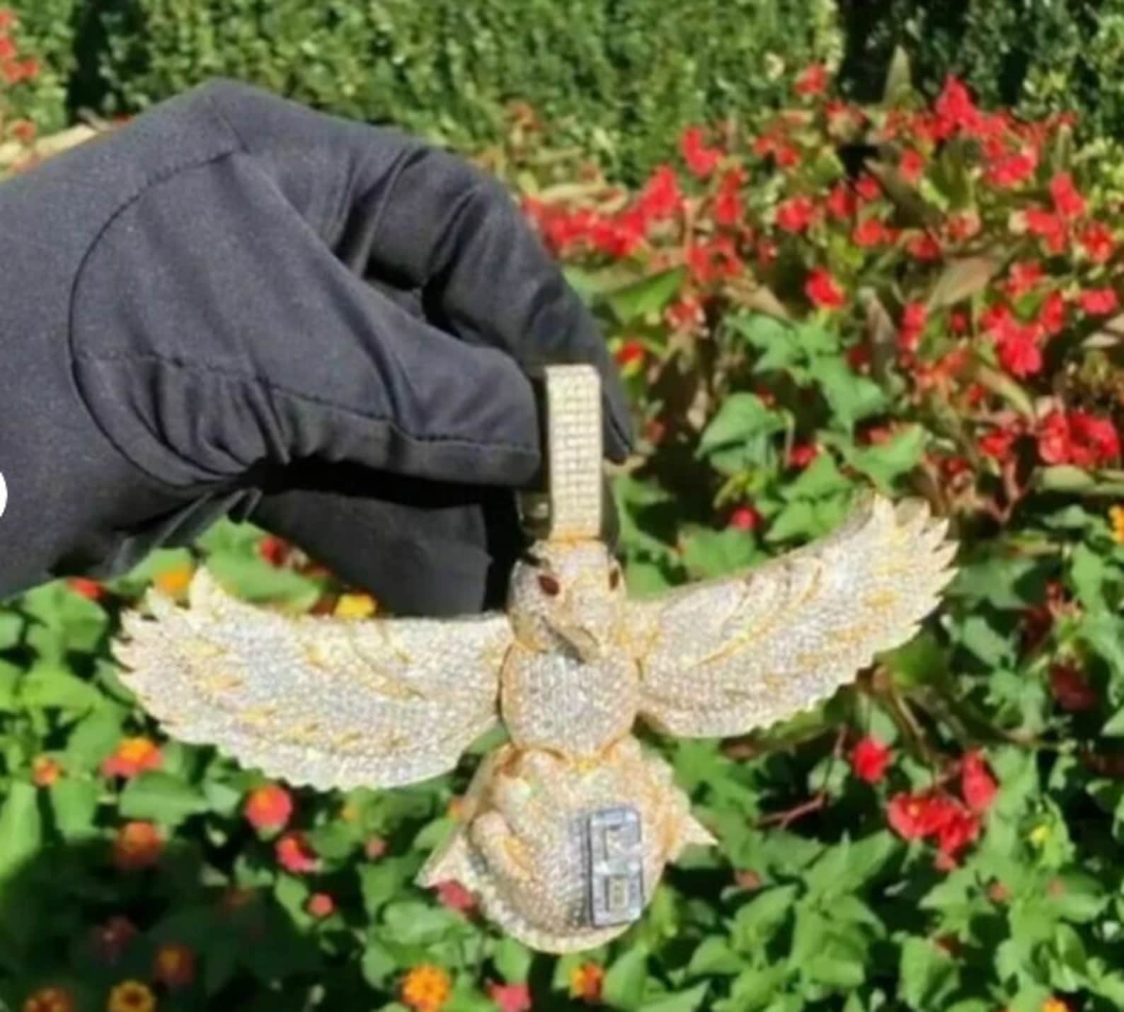 3.65 CT Diamond Eagle Pendant Eagle Bird Pendant Diamond Flying Pendant ...