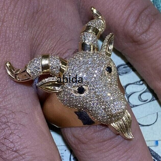 Fully Iced Out Goat Ring Diamond Goat Ring Goat Animal Ring Men Diamond ...
