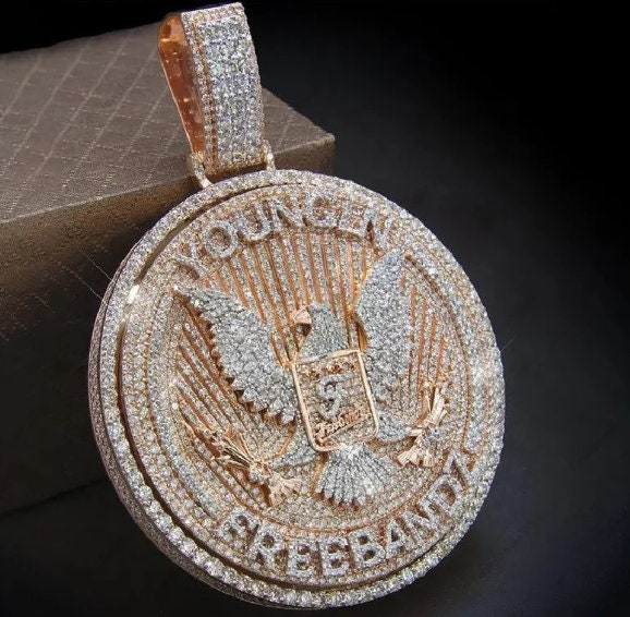 3.65 CT Diamond Eagle Pendant Eagle Bird Pendant Diamond Flying Pendant ...