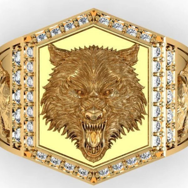 Wolf Diamond Ring - Etsy