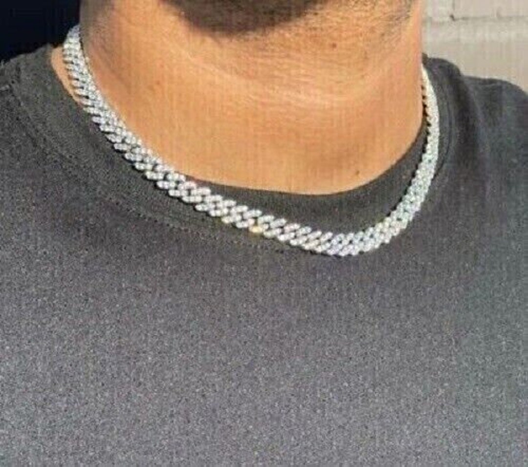Men's Miami Cuban Link Chain Necklace Cuban Chain, Iced Necklace, CZ ...