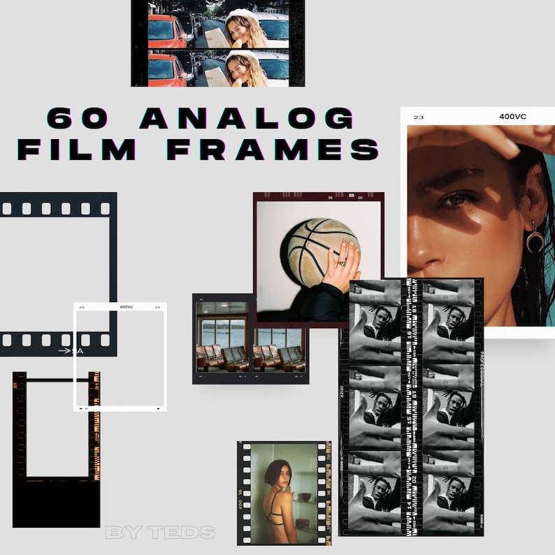 60+ Analog Film Frames: PNG Overlays for Photoshop (digital Download ...