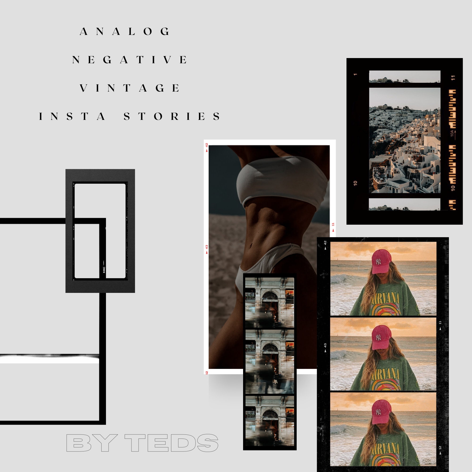 200+ FILM FRAMES Bundle in PNG, Negative Film Frames Kit, Instant Film ...