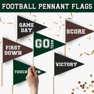 Football Pennant Flags, Printable DIY Sports Pennant, Football Birthday ...