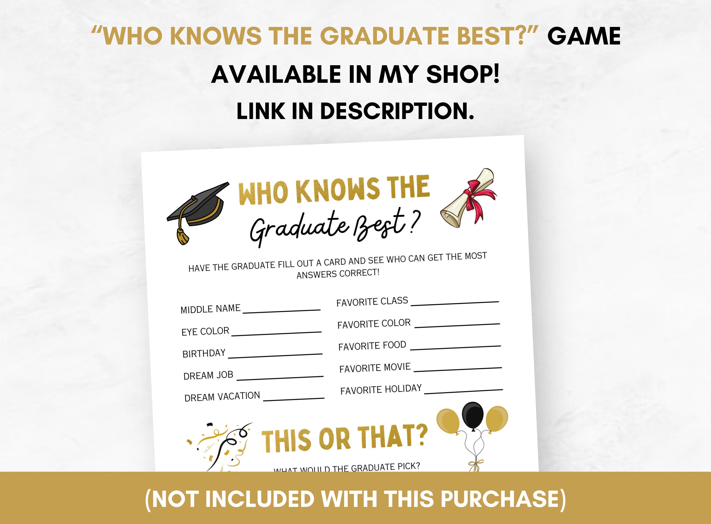 Who's Most Like the Graduate, Printable Graduation Party Game, Fun High ...