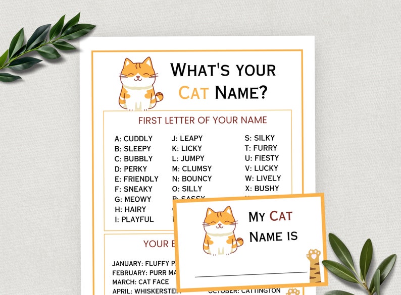 Whats Your Cat Name, Kitty Party Game for Kids and Adults, Cat Party ...