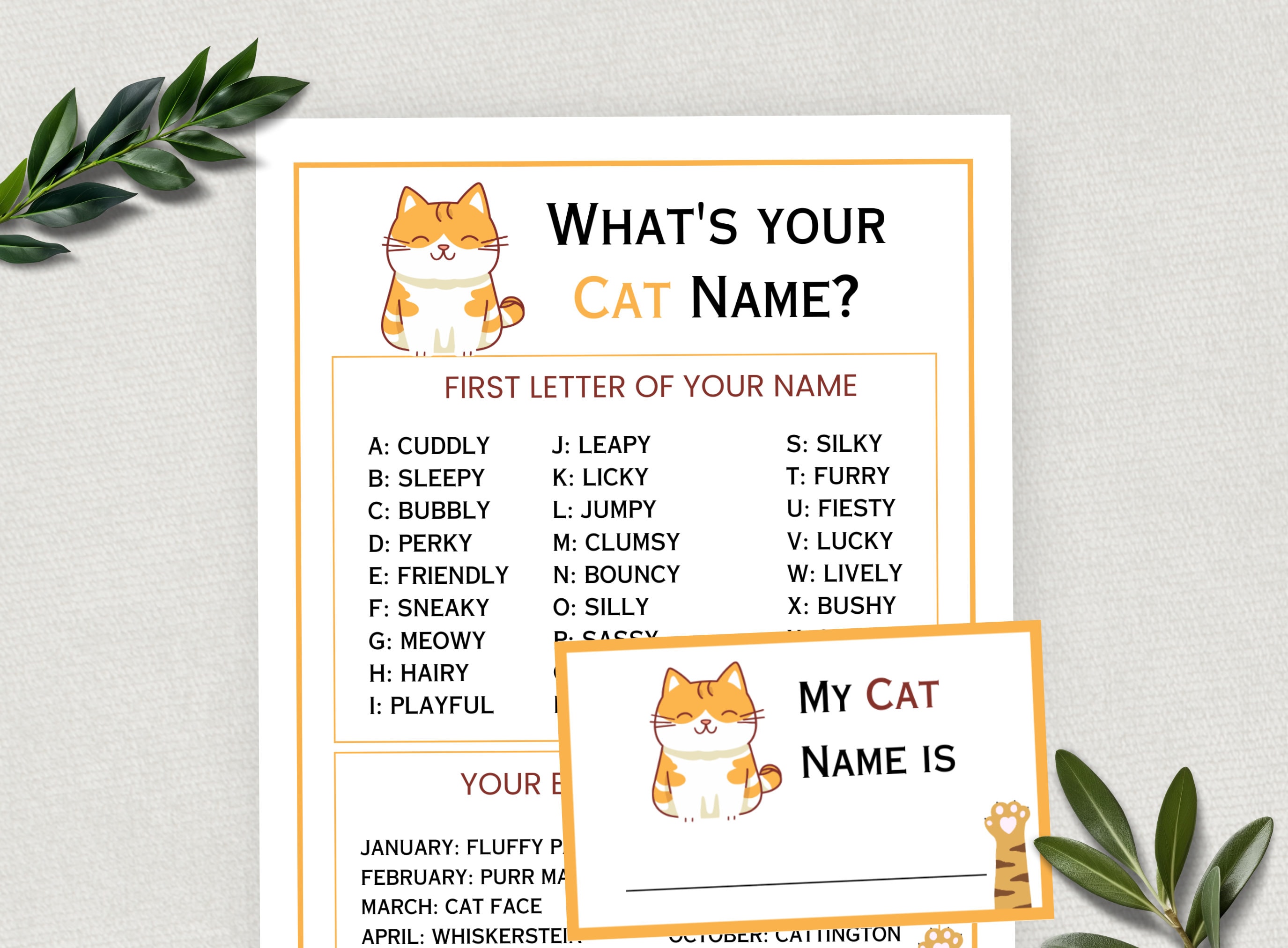Whats Your Cat Name, Kitty Party Game for Kids and Adults, Cat Party ...