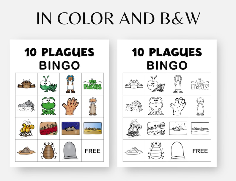 The Ten Plagues of Egypt, Moses Bible Story Bingo Cards, Printable ...