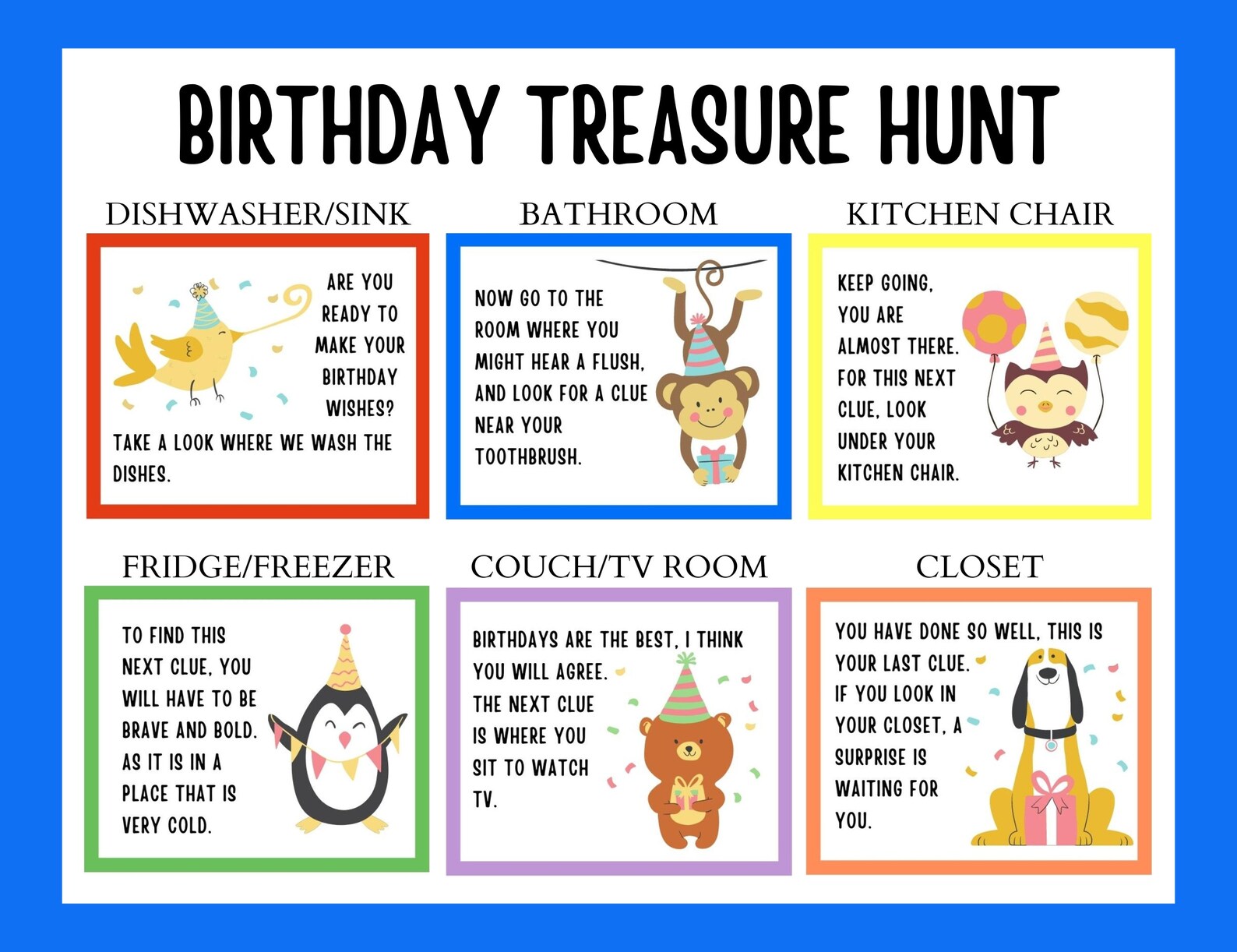 Birthday Scavenger Hunt for Kids, Birthday Treasure Hunt, Indoor ...