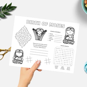 Birth of Moses, Printable Moses Story Bible Placemat, Sunday School ...