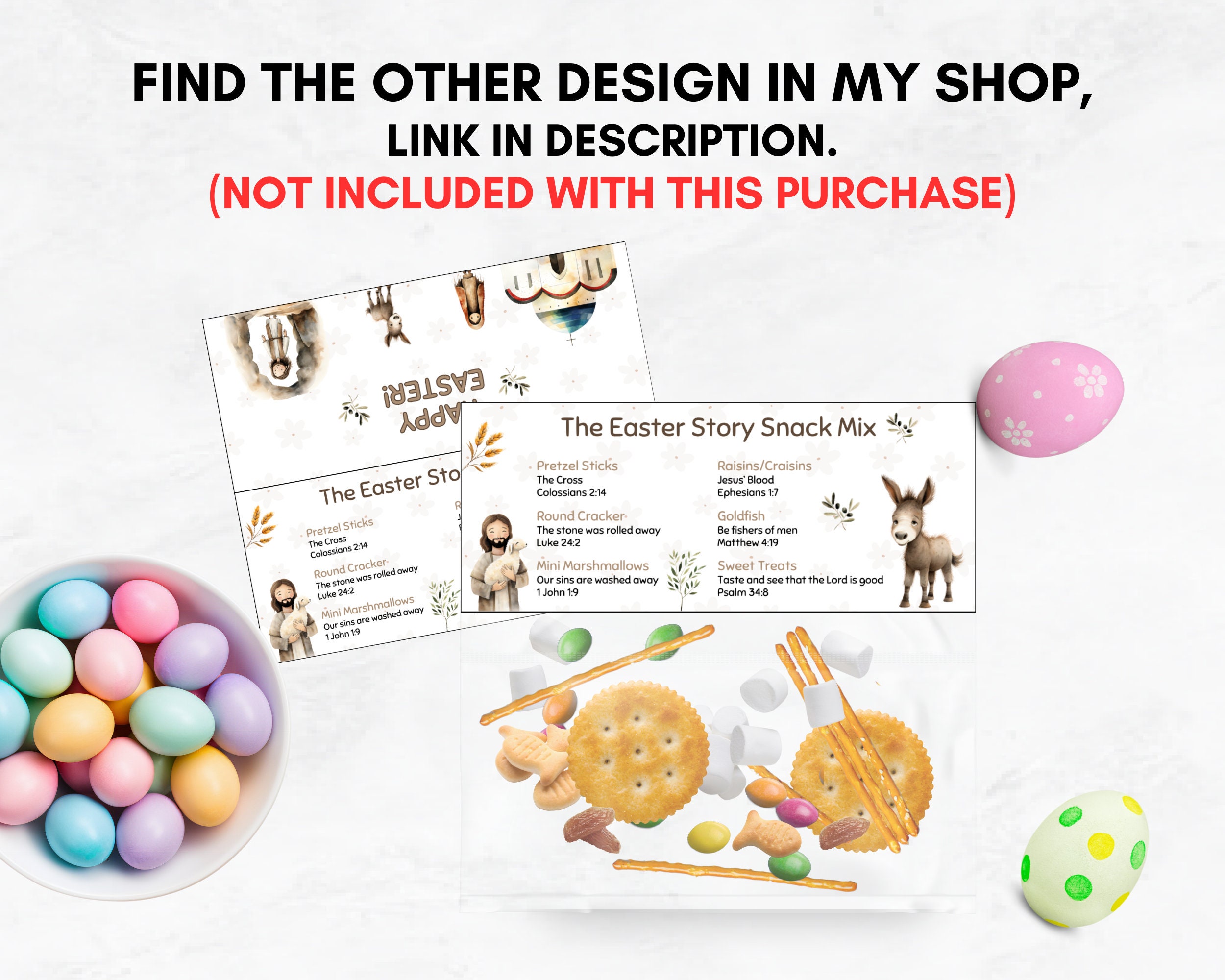 The Easter Story Snack Mix, Printable Treat Bag Topper, Easter Basket ...