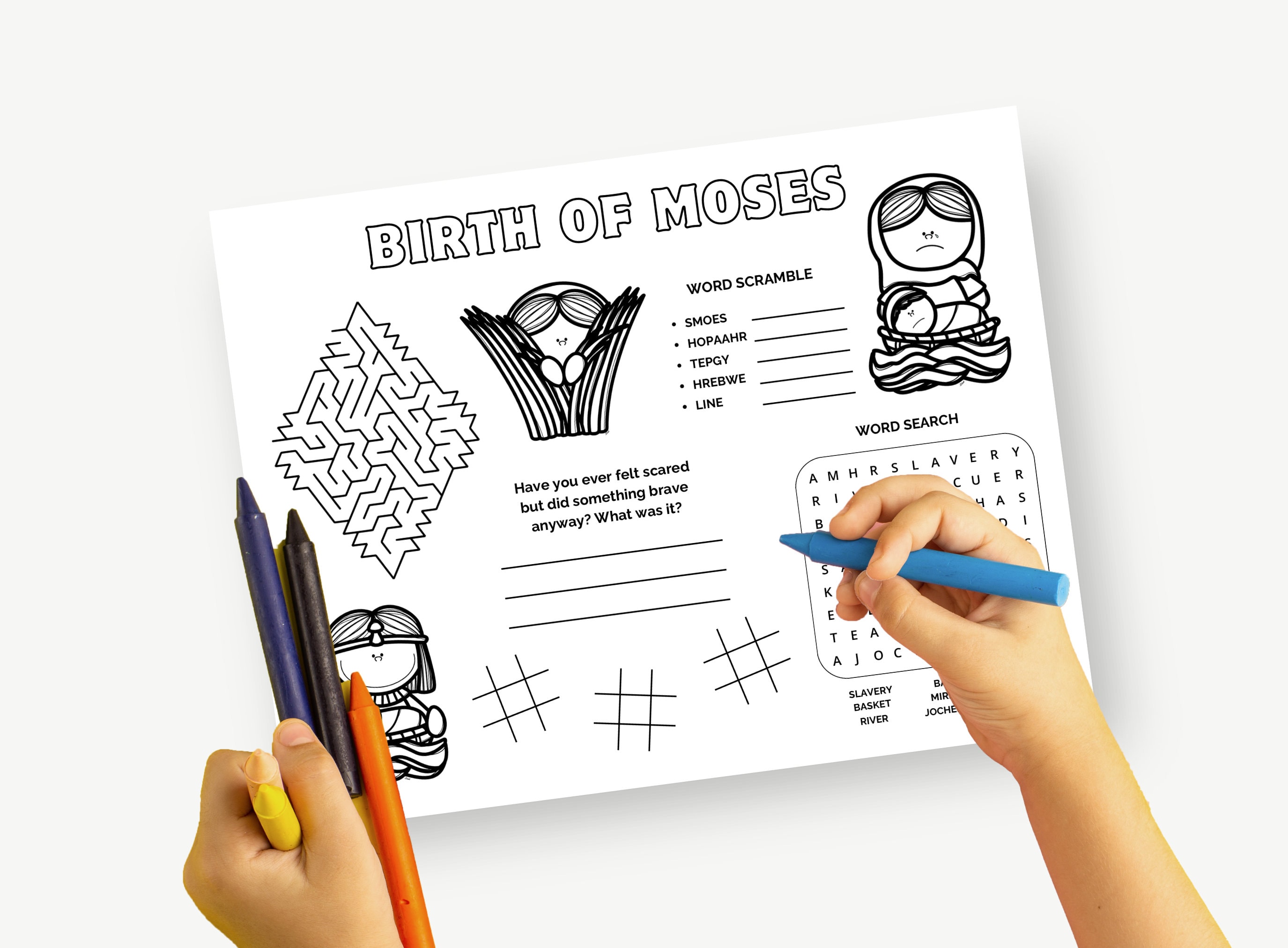 Birth of Moses, Printable Moses Story Bible Placemat, Sunday School ...