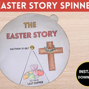 Easter Story Coloring Wheel, Easter Story Craft, Holy Week, He is Risen ...