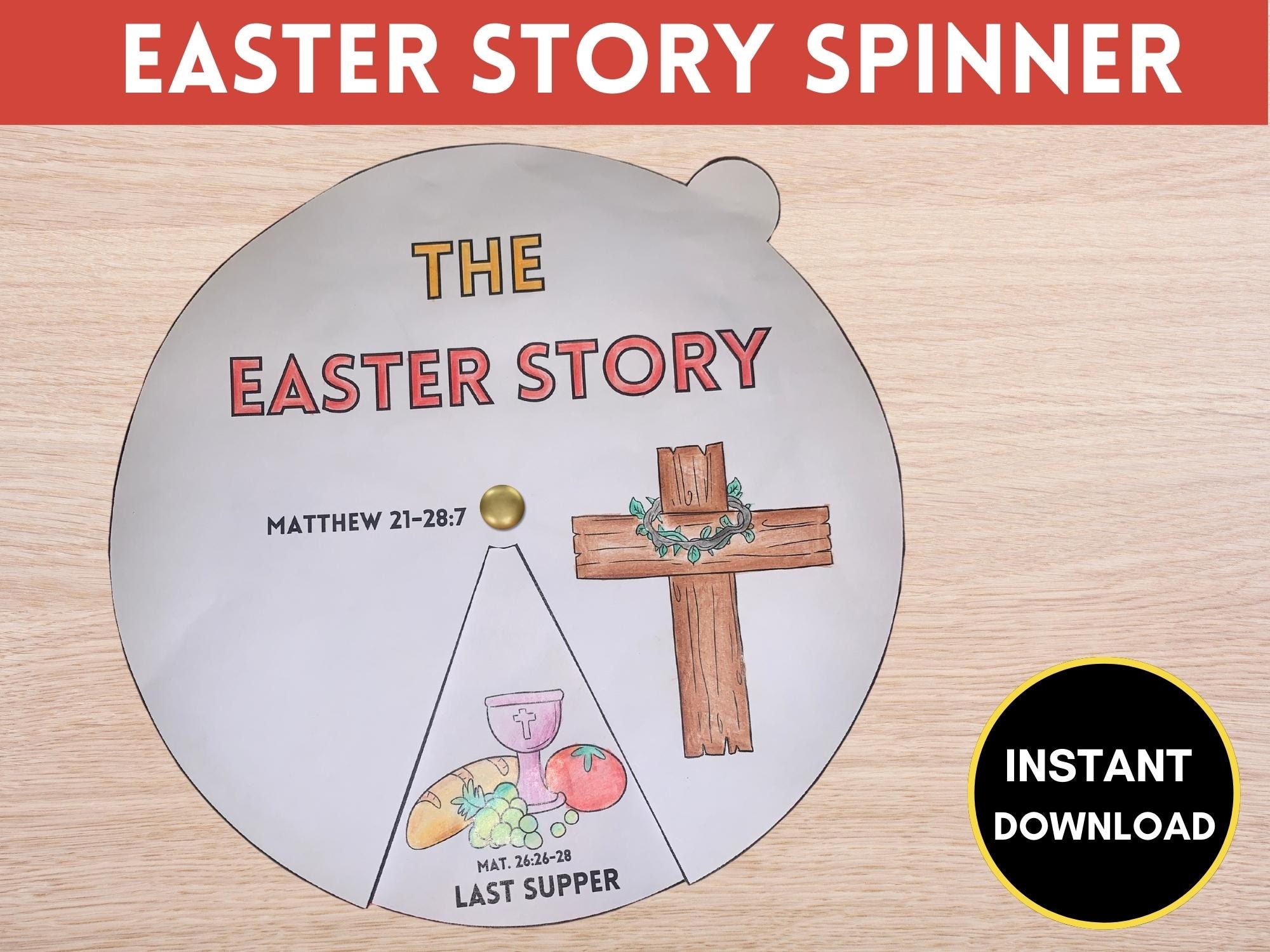 Easter Story Coloring Wheel, Easter Story Craft, Holy Week, He is Risen ...
