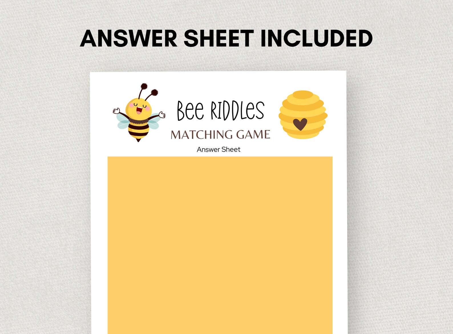 Bee Riddles, Fun Printable Party Game for Kids and Adults, Bee Theme ...