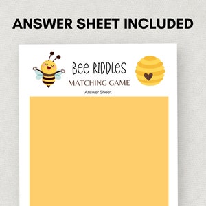 Bee Riddles, Fun Printable Party Game for Kids and Adults, Bee Theme ...