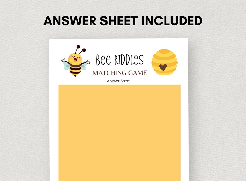 Bee Riddles, Fun Printable Party Game for Kids and Adults, Bee Theme ...