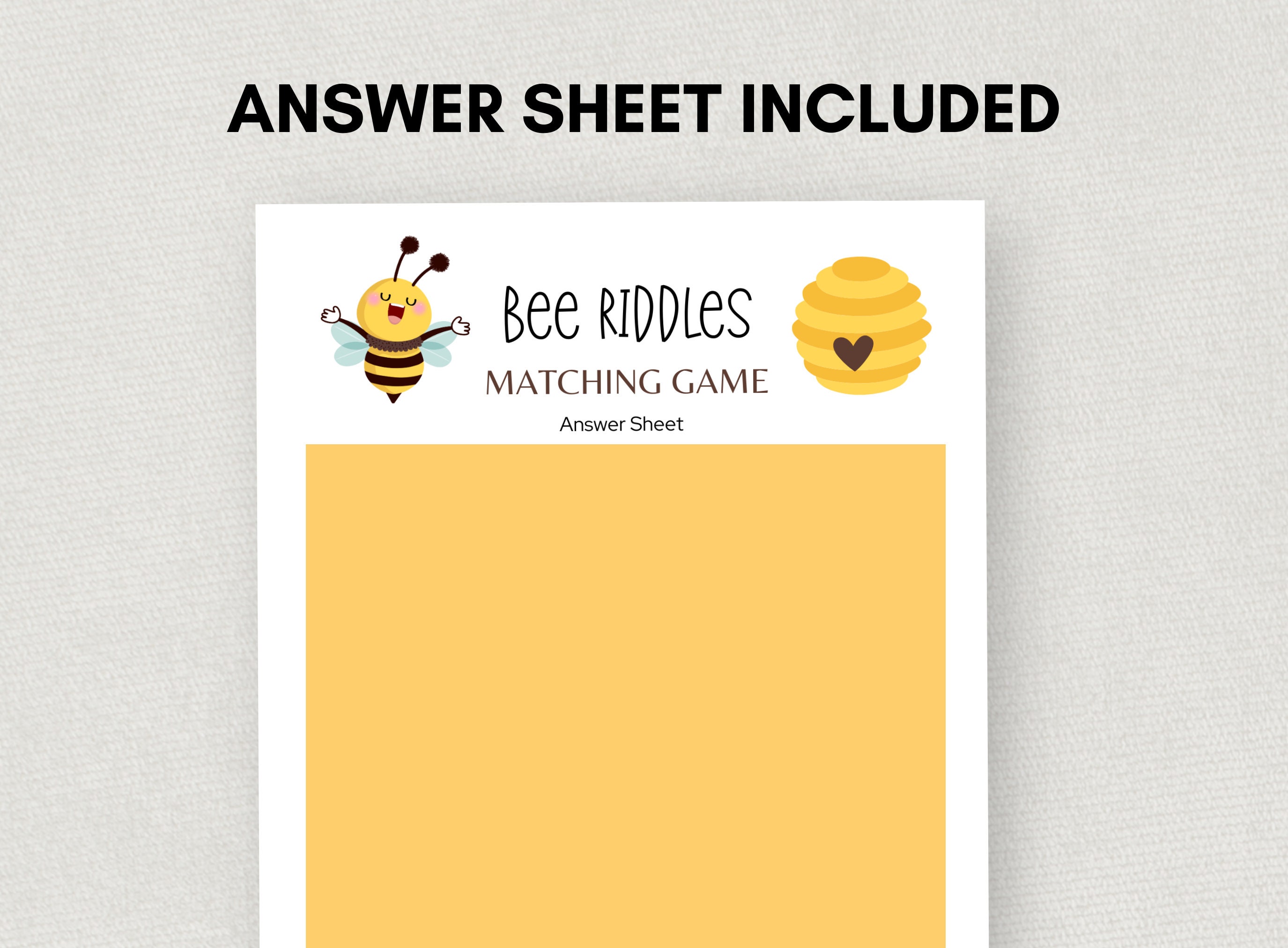 Bee Riddles, Fun Printable Party Game for Kids and Adults, Bee Theme ...