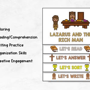 Lazarus and the Rich Man, Bible Flipbook Printable, Parables of Jesus ...
