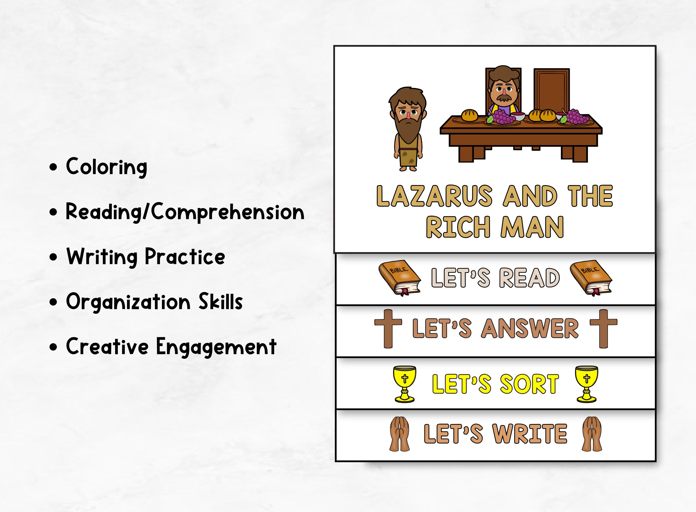 Lazarus and the Rich Man, Bible Flipbook Printable, Parables of Jesus ...