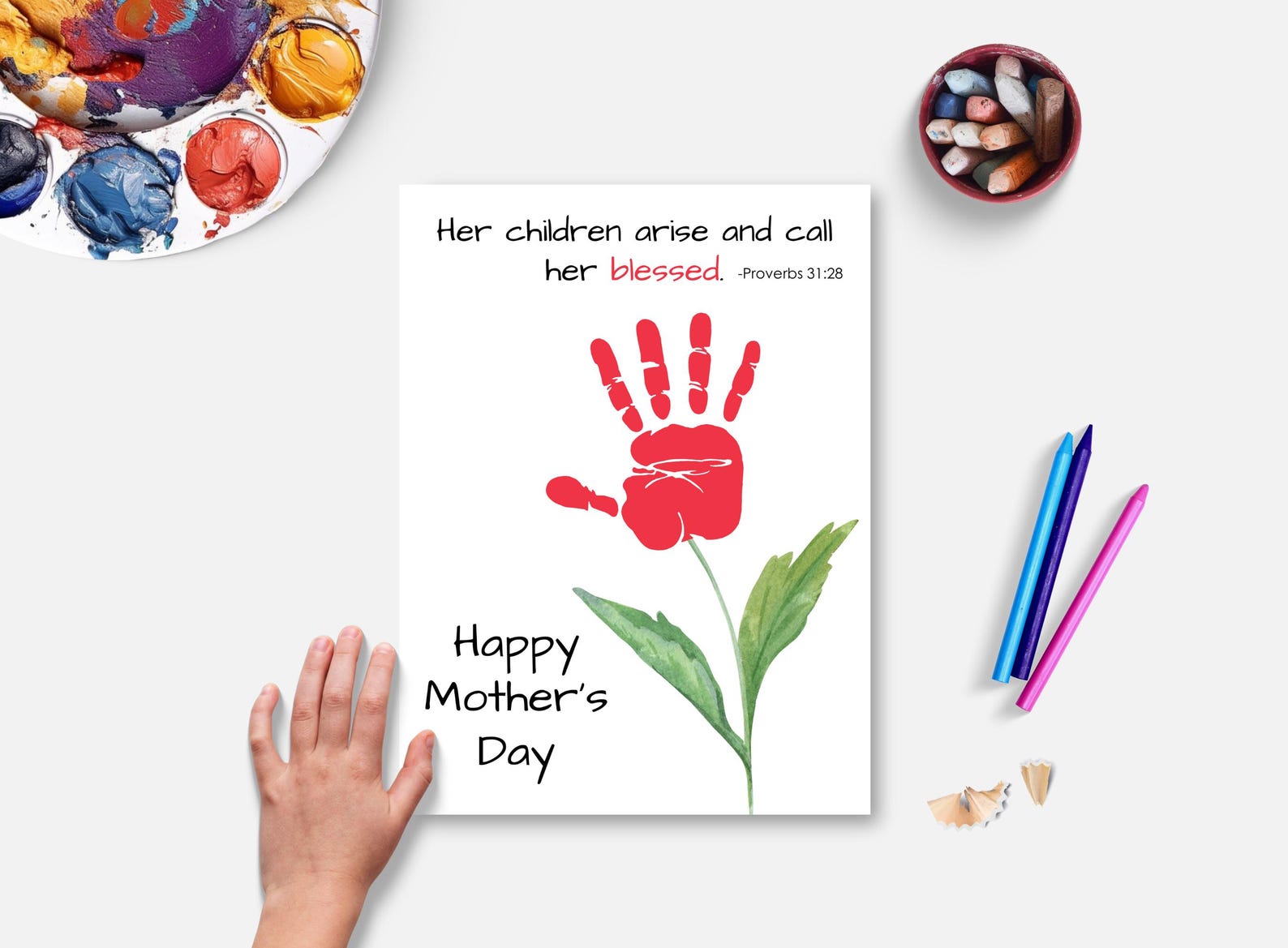 Mothers Day Handprint Craft, Printable Christian Bible Verse Handprint ...