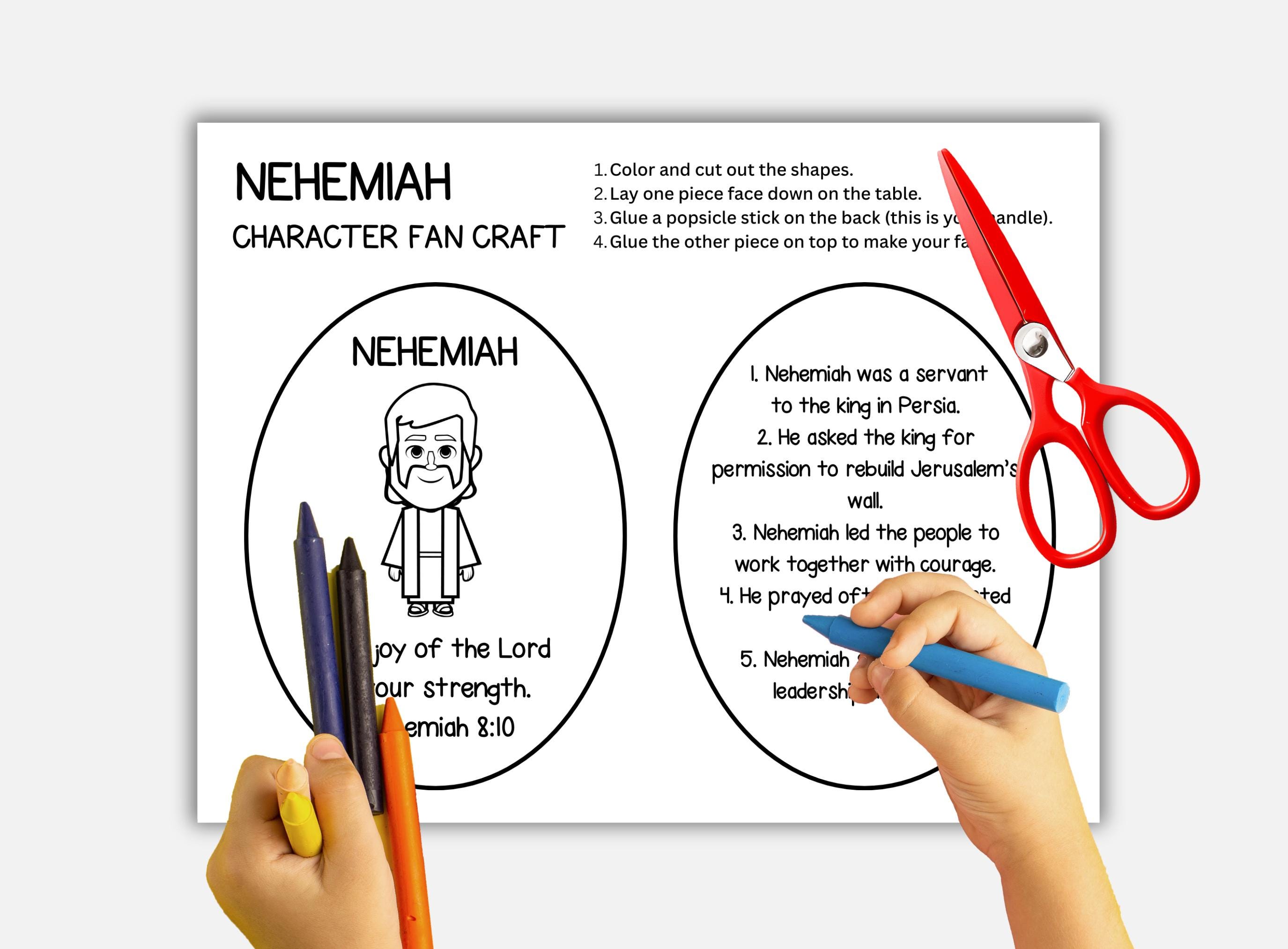 Nehemiah in the Bible Craft, Sunday School Printable, Bible Verse ...