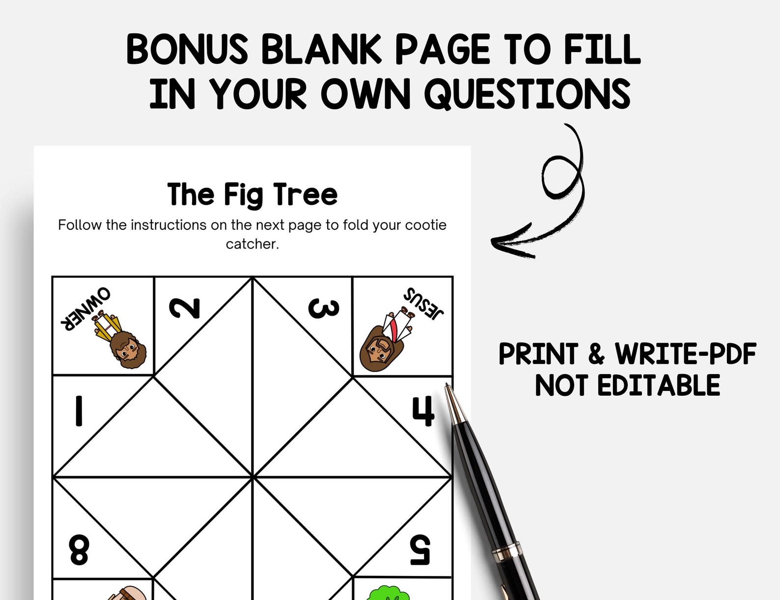 Parable of the Fig Tree, Parables of Jesus, Bible Cootie Catcher ...