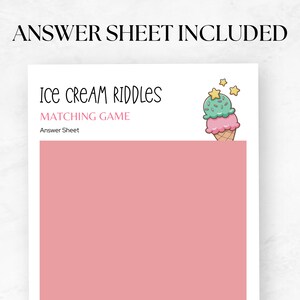 Ice Cream Riddles Matching Game, Fun Ice Cream Birthday Party Game for ...