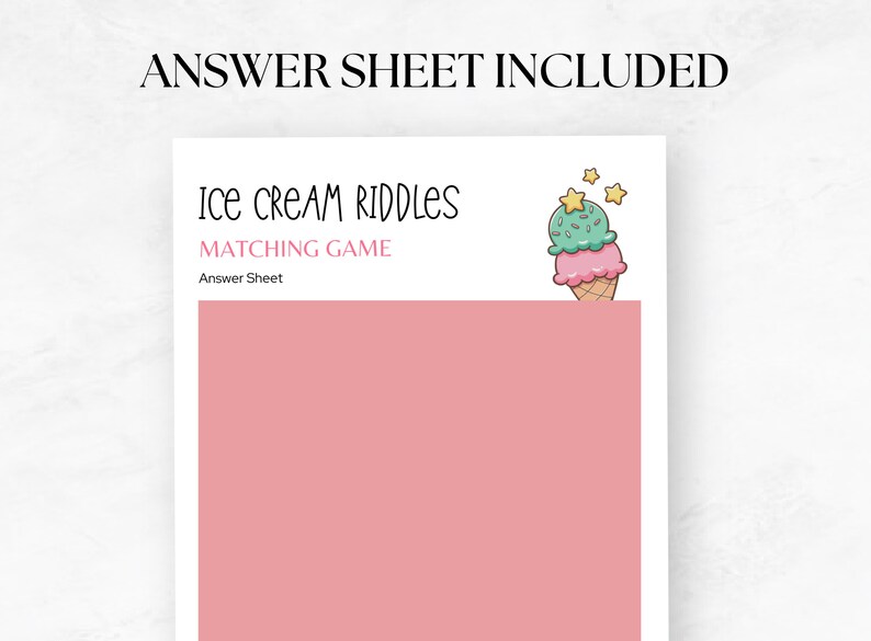 Ice Cream Riddles Matching Game, Fun Ice Cream Birthday Party Game for ...
