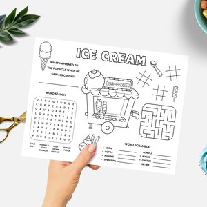 Ice Cream Placemat Activity, Summer Colouring Mat for Kids, Summer ...