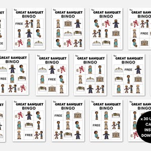Parable of the Great Banquet, Bible Story Bingo Cards, Printable Sunday ...