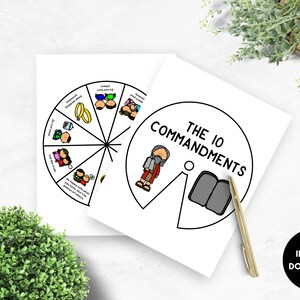 10 Commandments, Printable Bible Coloring Wheel, Sunday School Craft ...