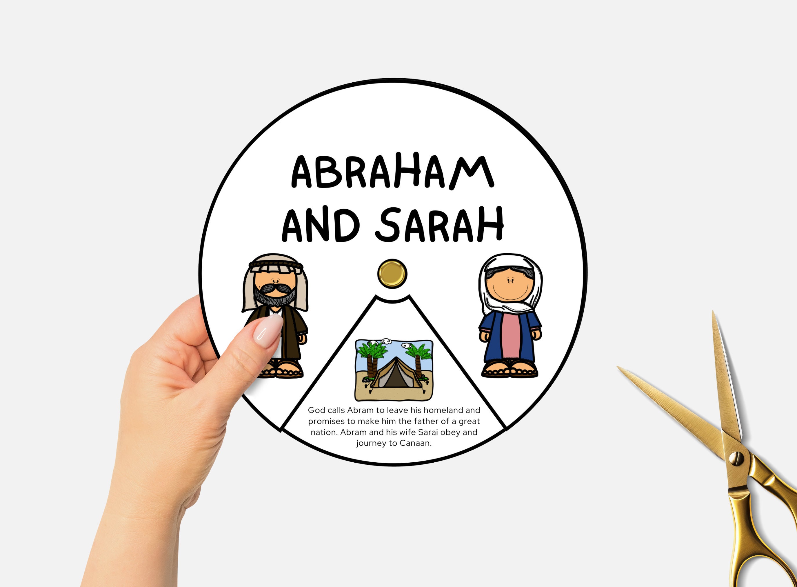 Abraham and Sarah, Printable Bible Coloring Wheel, Sunday School Craft ...
