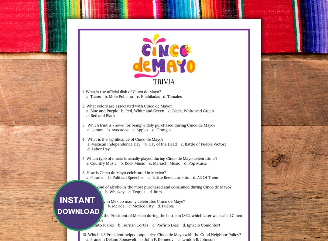 Cinco De Mayo Trivia, Cinco De Mayo Games, Cinco De Mayo, Trivia ...