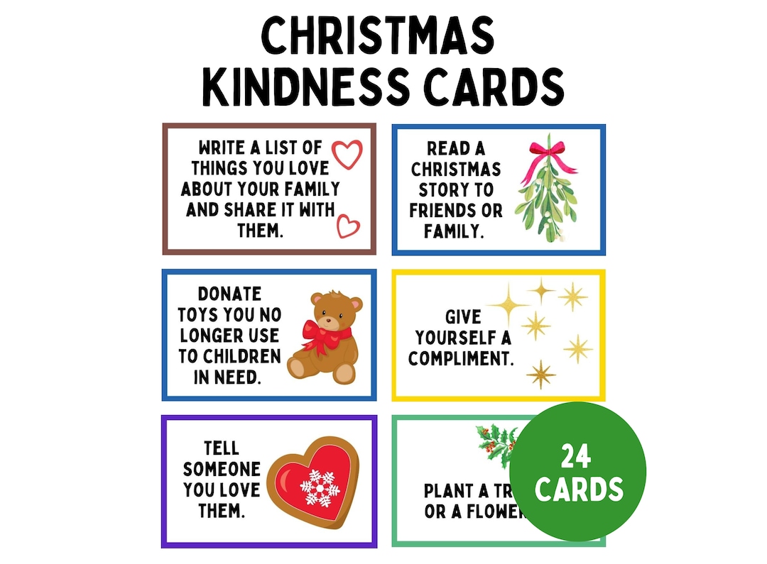 Christmas Kindness Cards, Random Acts of Kindness, 24 Days of Kindness ...