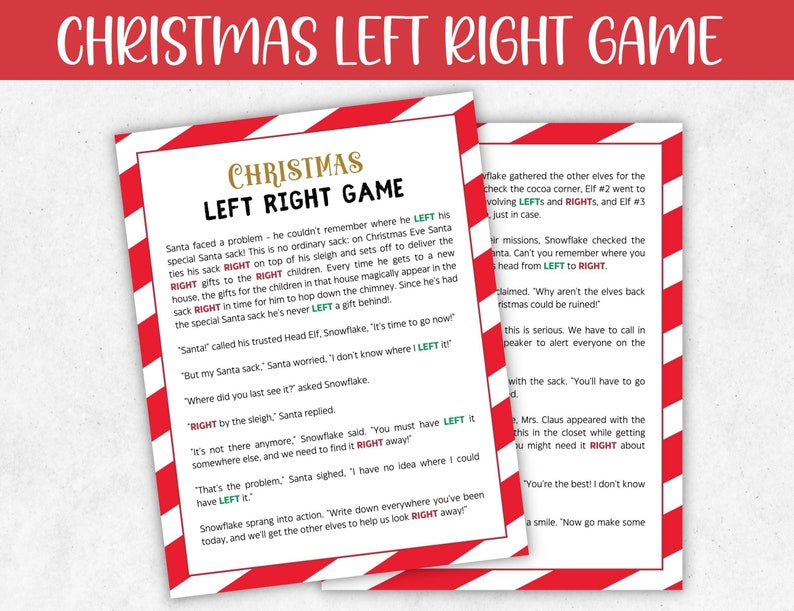 Christmas Left Right Game, Gift Exchange Game, Christmas Party Game ...