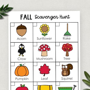 Fall Scavenger Hunt, Printable Outdoor Treasure Hunt for Kids, Autumn ...