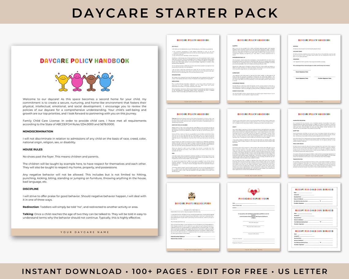 Home Daycare Starter Kit, Daycare Forms, Daycare Contract, Childcare ...