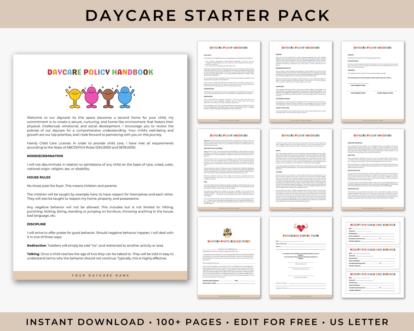 Home Daycare Starter Kit, Daycare Forms, Daycare Contract, Childcare ...