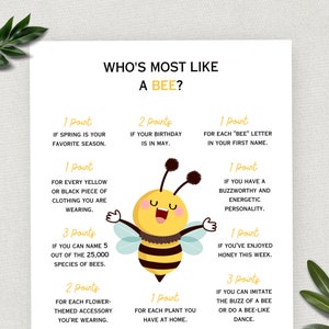 Who is Most Like a Bee, Fun Printable Party Game for Kids and Adults ...
