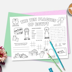 The Ten Plagues, Printable Bible Activity Placemat, Sunday School, Kids ...