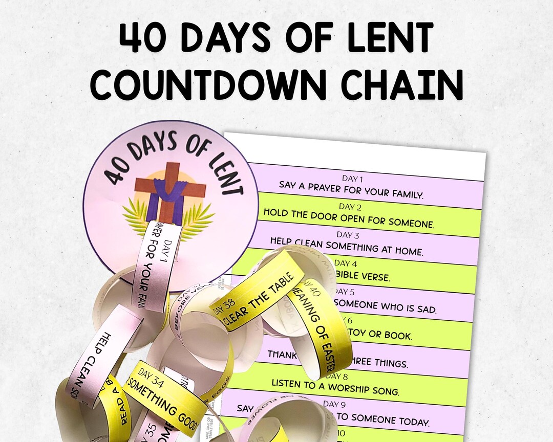 40 Days of Lent Countdown, Lenten Activities for Kids, Holy Week ...
