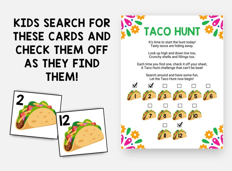 Taco Scavenger Hunt, Cinco De Mayo Games, Taco Tuesday, Kids Fiesta ...