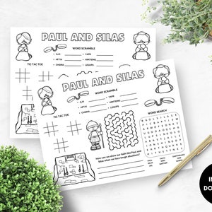 Paul and Silas, Printable Bible Activity Placemat, Sunday School, Kids ...