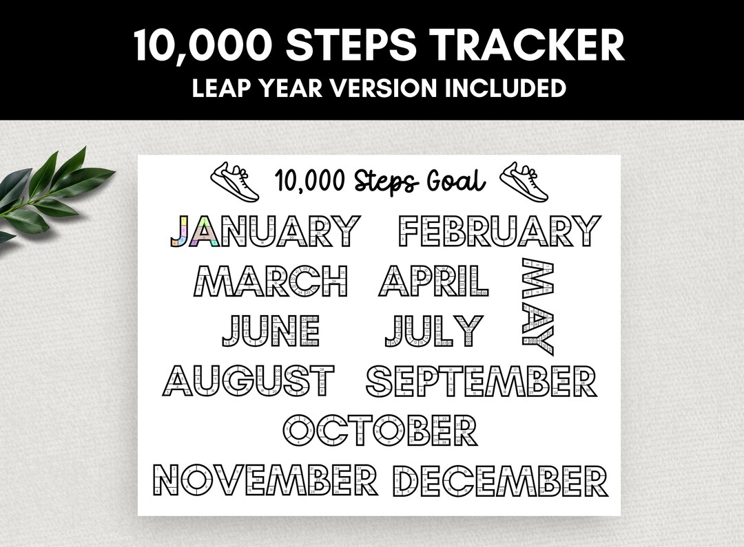 10,000 Steps Goal Tracker, 2025 Daily Steps Tracker Printable, Daily ...