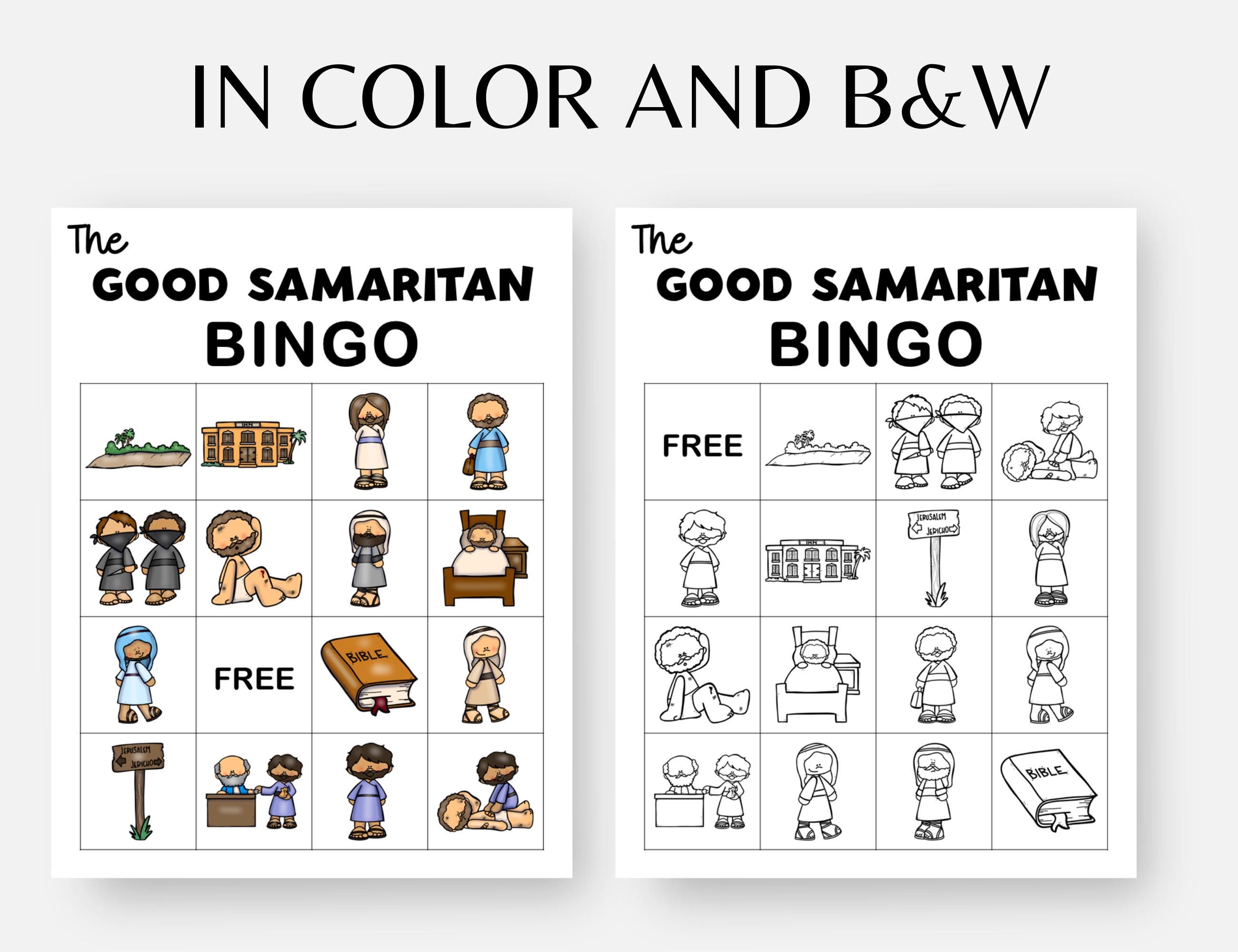 Parable of the Good Samaritan, 30 Bible Story Bingo Cards, Printable ...